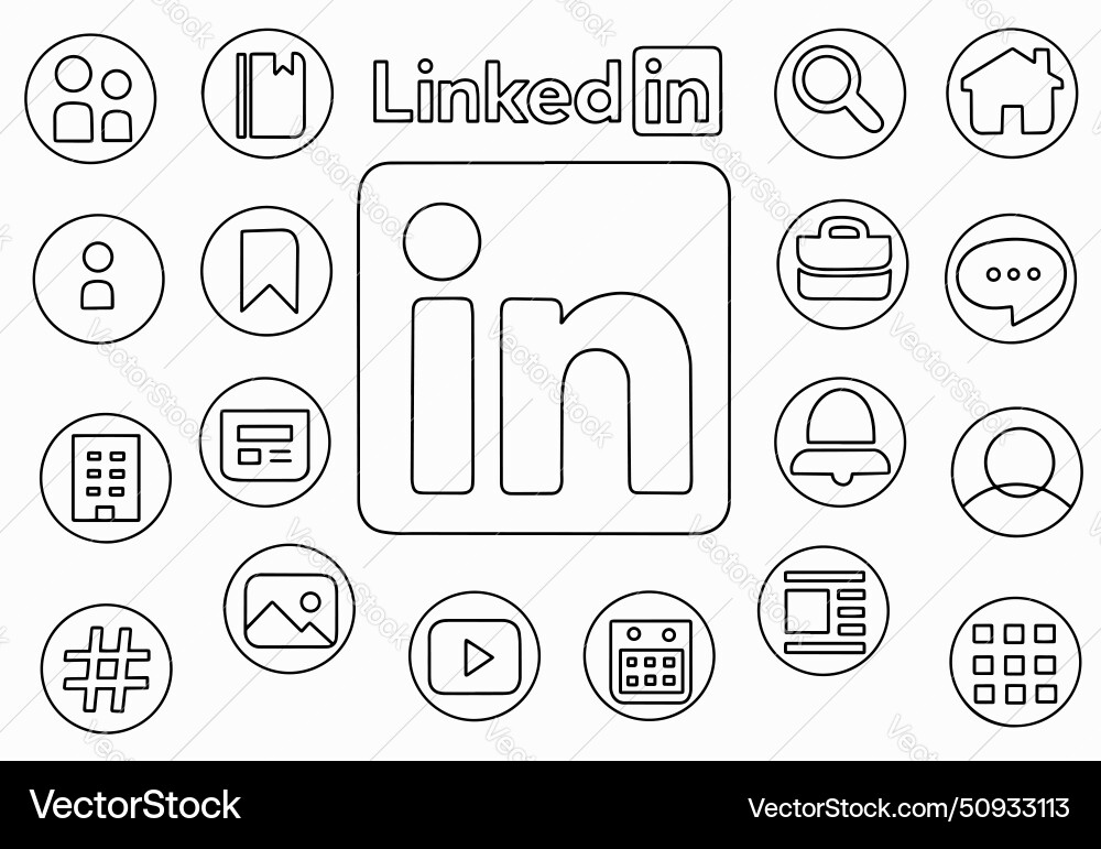 Linkedin social networks one line Royalty Free Vector Image