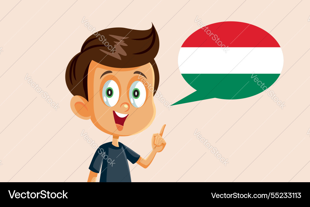Little boy speaking hungarian language cartoon Vector Image