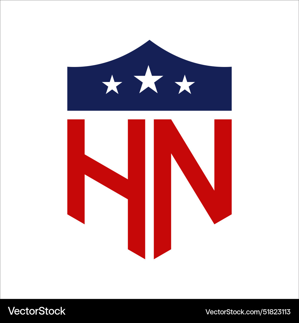 Patriotic hn logo design letter Royalty Free Vector Image
