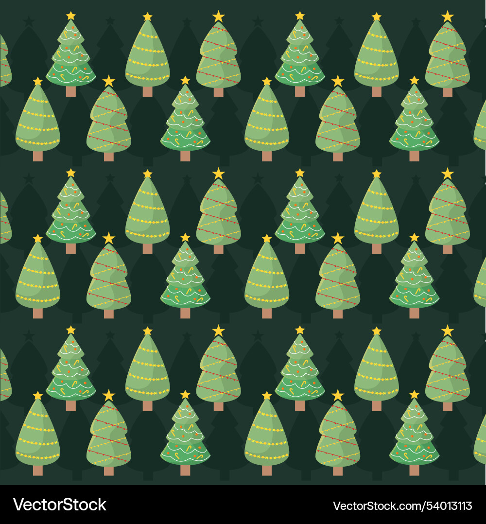 Pattern of decorated christmas trees Royalty Free Vector