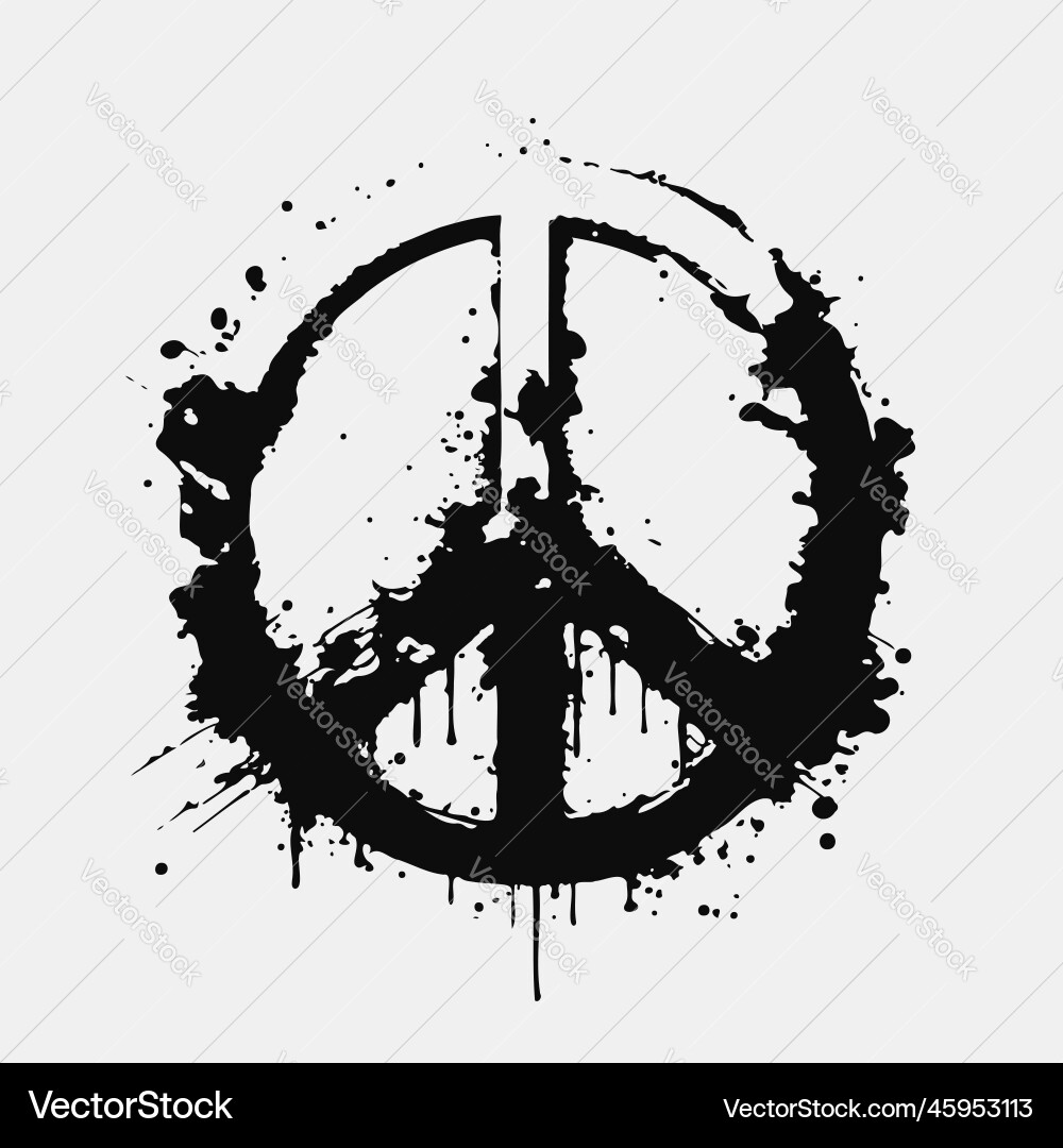 Peace sign icon pacifist symbol paint splash Vector Image