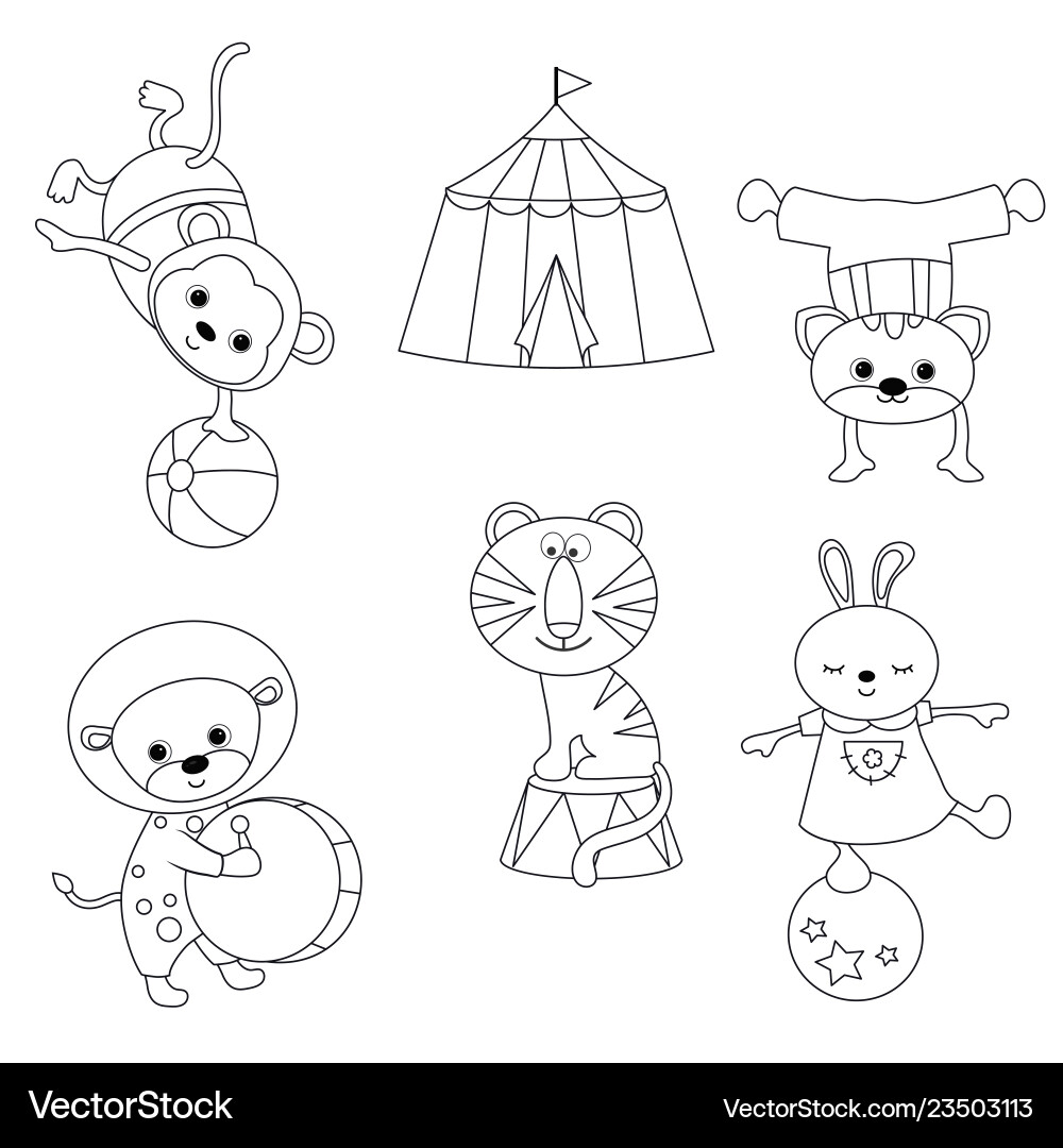 Set of circus animals Royalty Free Vector Image