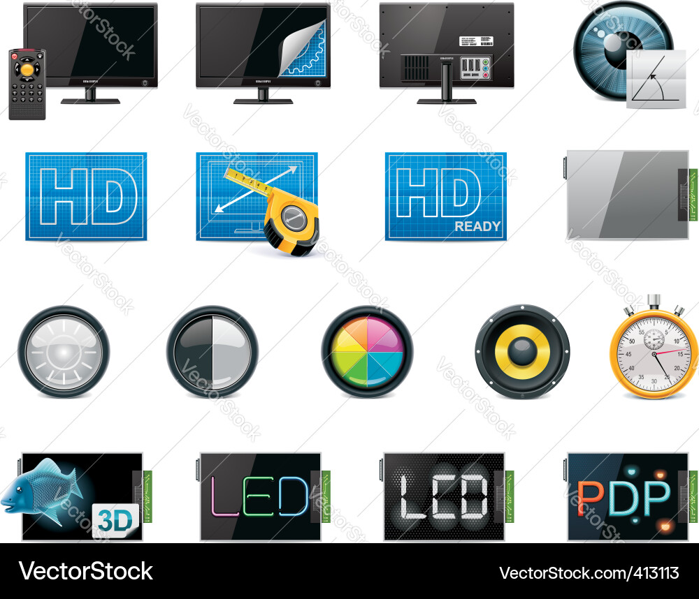 Tv features icon set Royalty Free Vector Image
