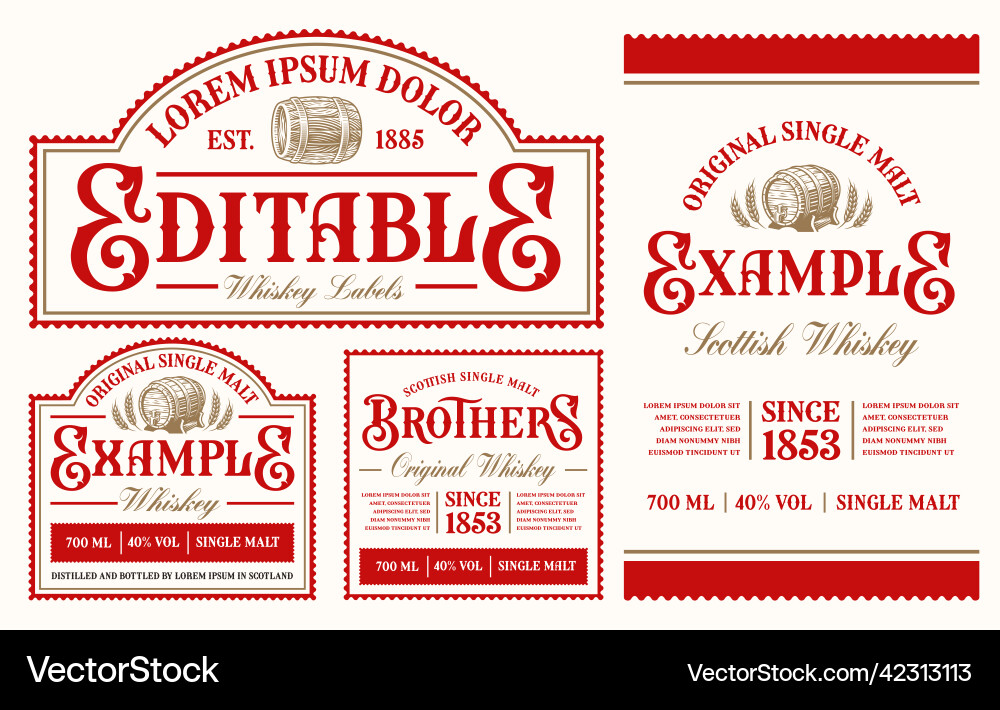 Vintage Alcohol Label Set Royalty Free Vector Image