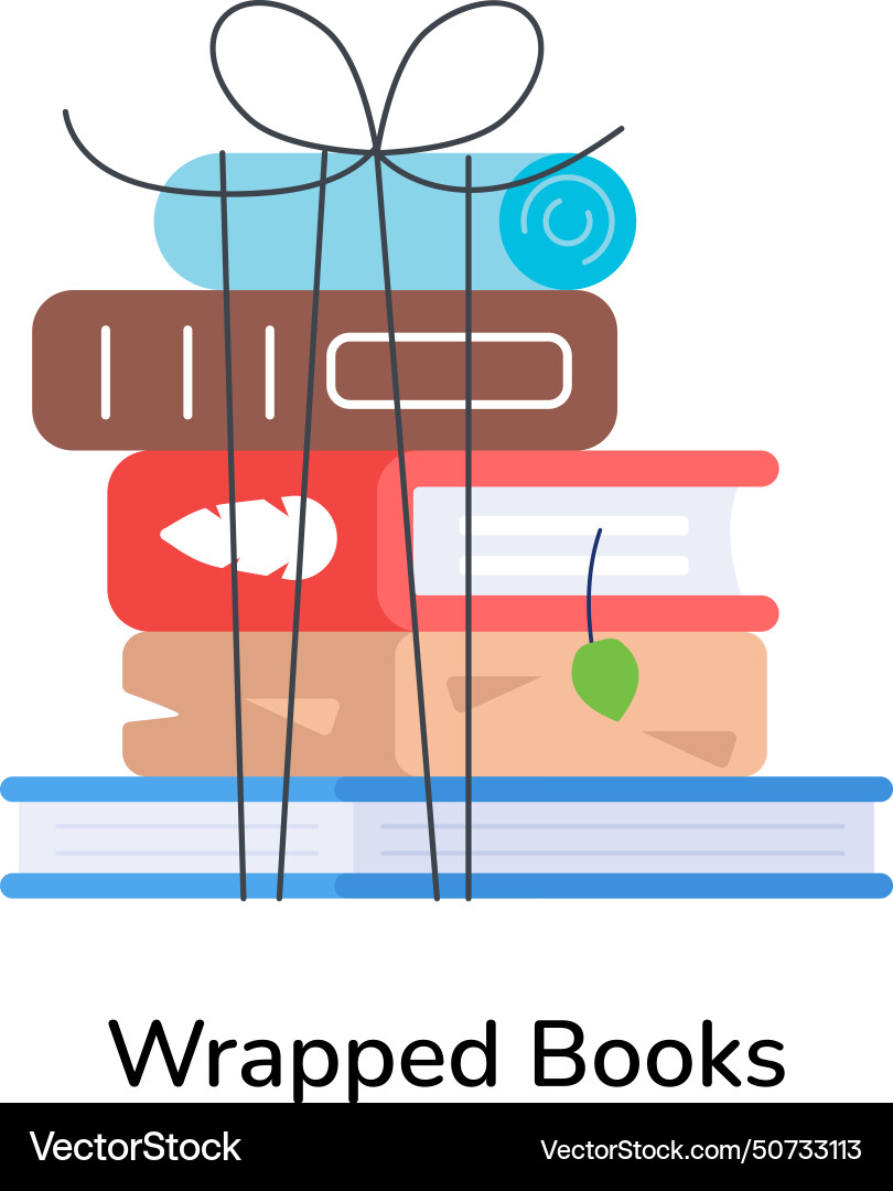 Wrapped books Royalty Free Vector Image - VectorStock