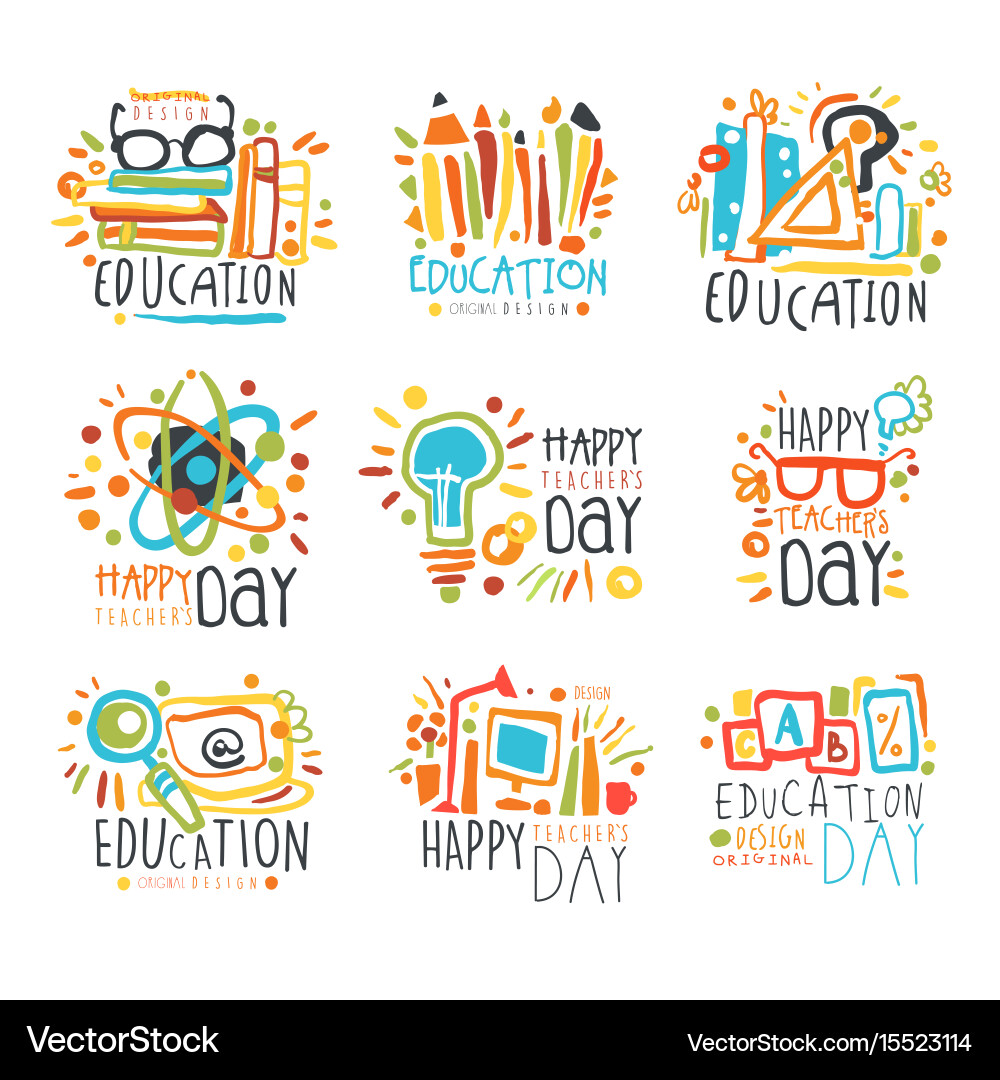 Colorful Education Labels & Logos Royalty Free Vector