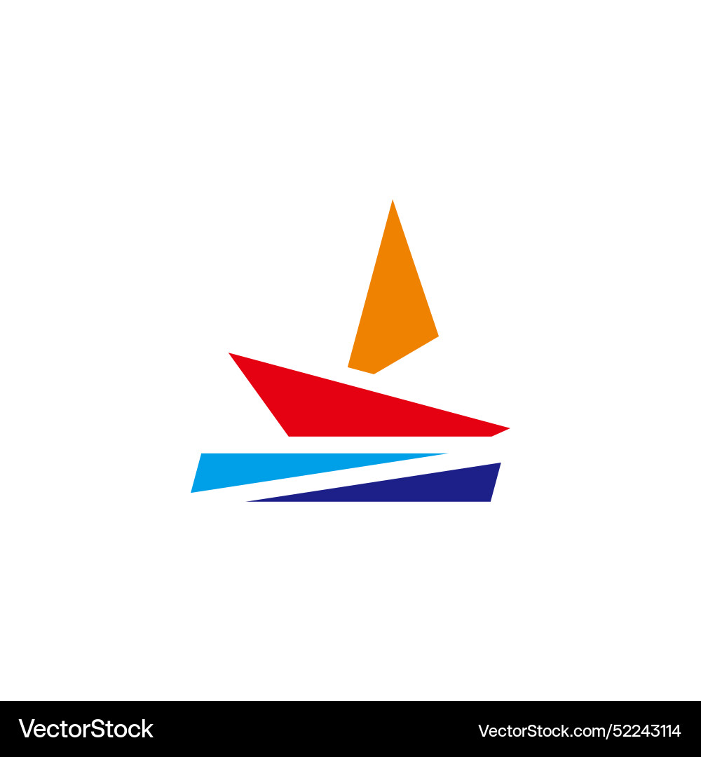 Colorful simple geometric ship boat waves ocean Vector Image