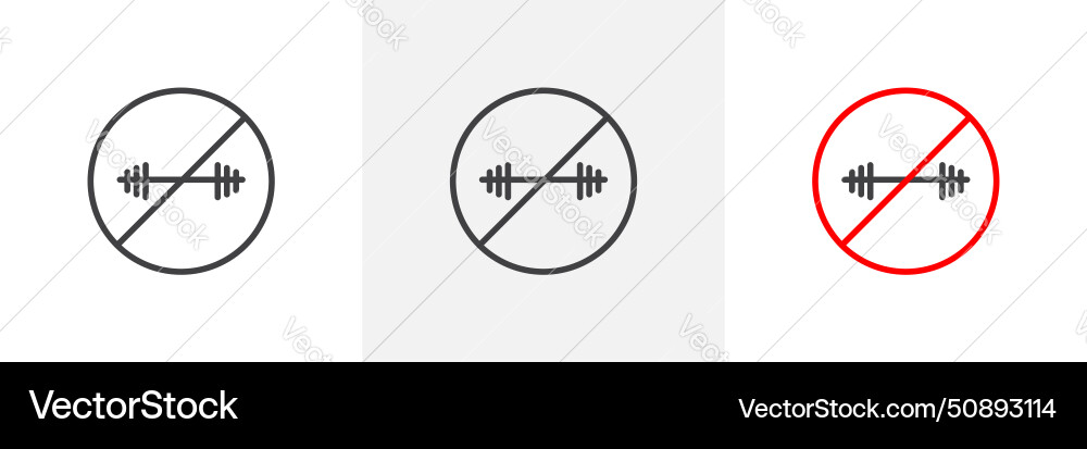 Forbidden barbell sign avoid gym exercise symbol Vector Image