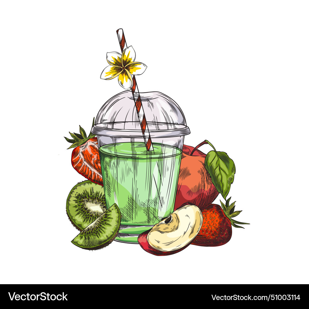 Freshly prepared green smoothie isolated Vector Image
