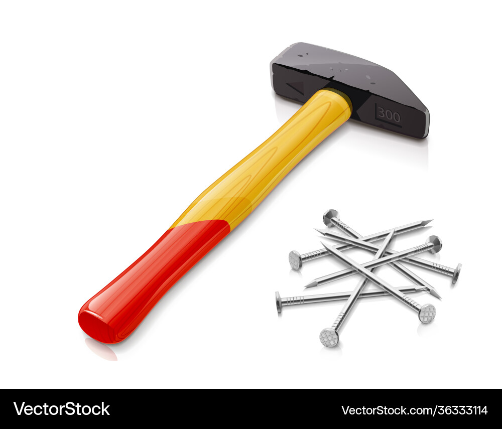 Iron hammer with wooden Royalty Free Vector Image