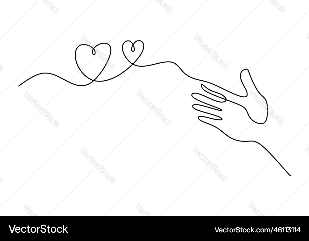 One continuous single line of hand give love Vector Image