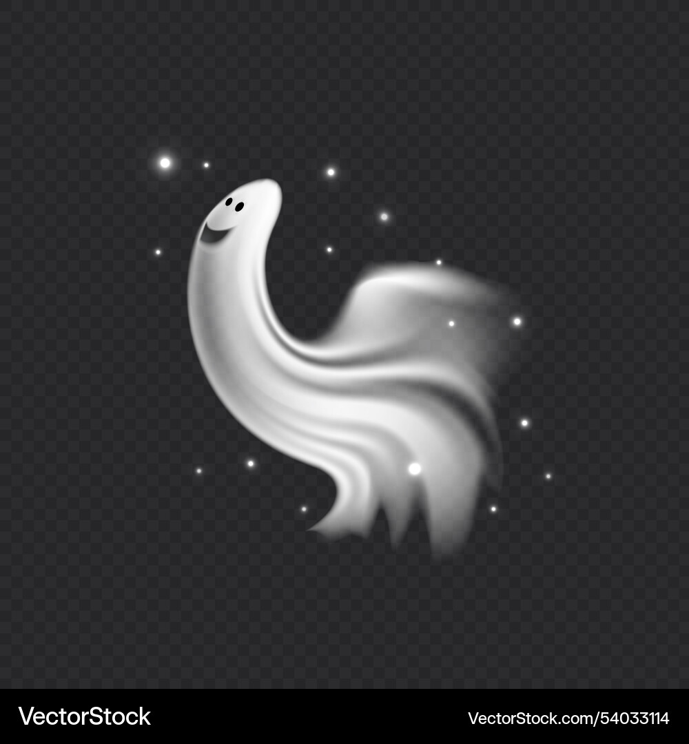 Realistic smiling ghost with fairy lights Vector Image