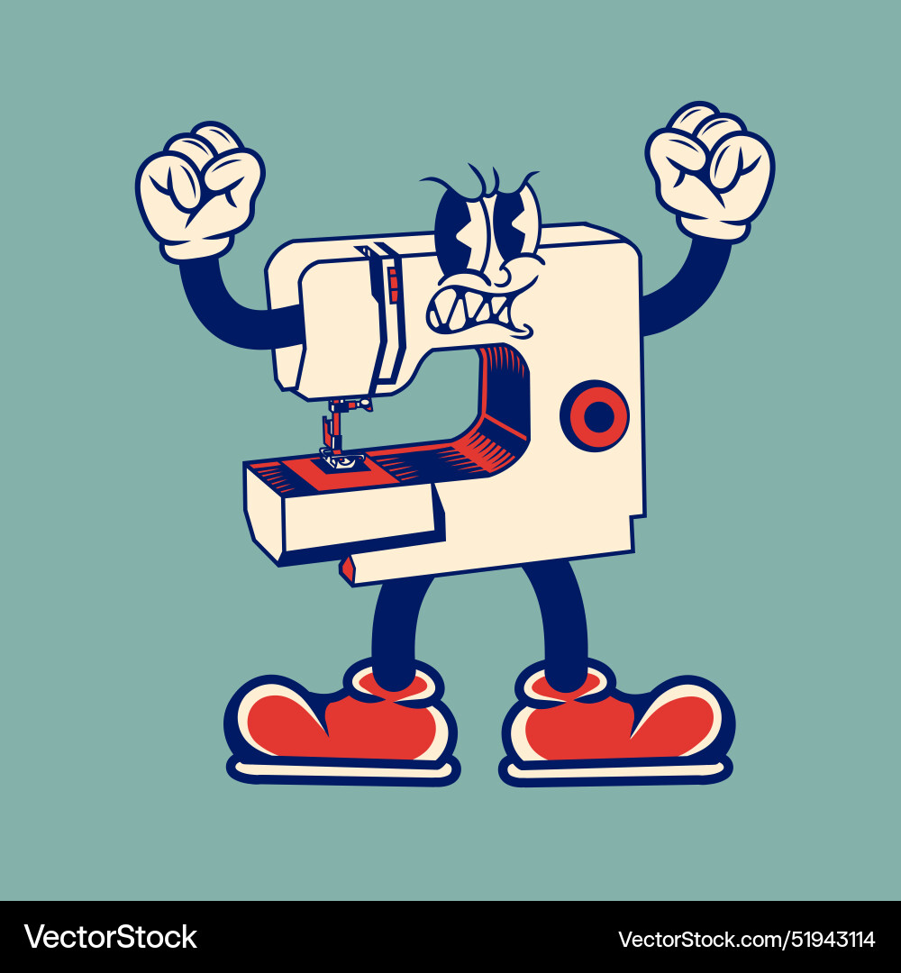 Retro character design of sewing machine Vector Image