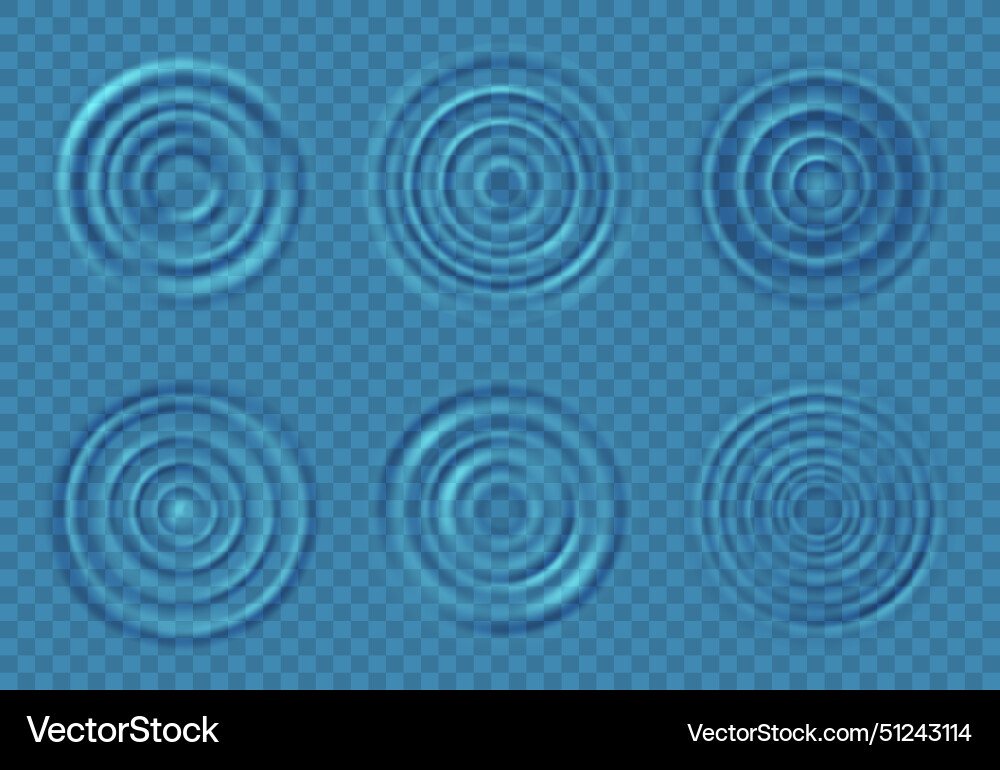 Ripple water waves concentric circles on blue Vector Image