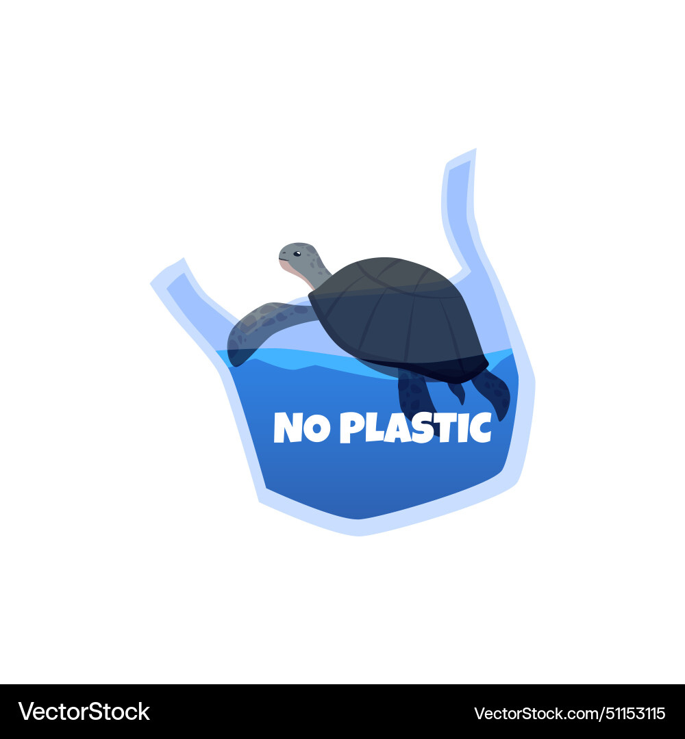 A sea turtle entangled Royalty Free Vector Image