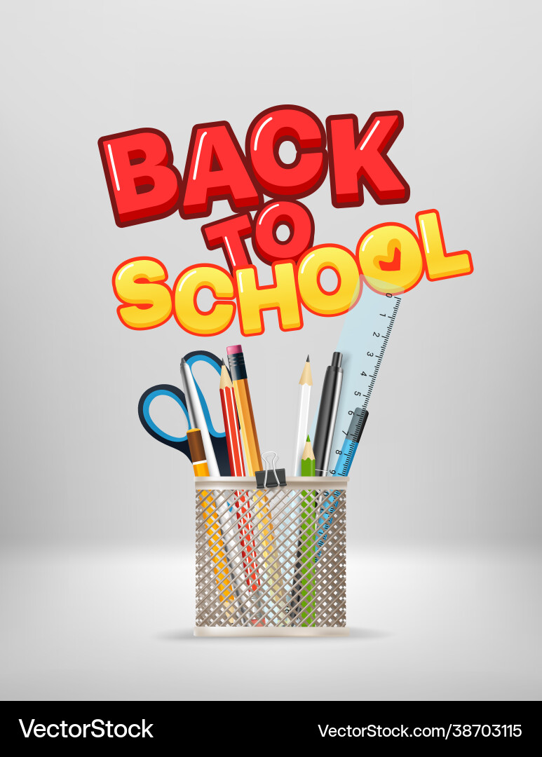 Back to school concept stationery Royalty Free Vector Image