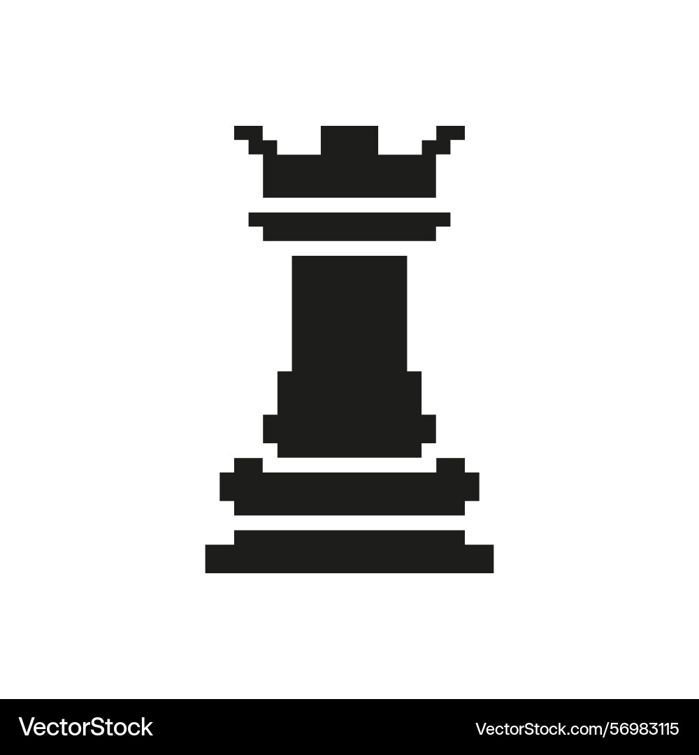 Chess rook pixel art icon strategic thinking Vector Image