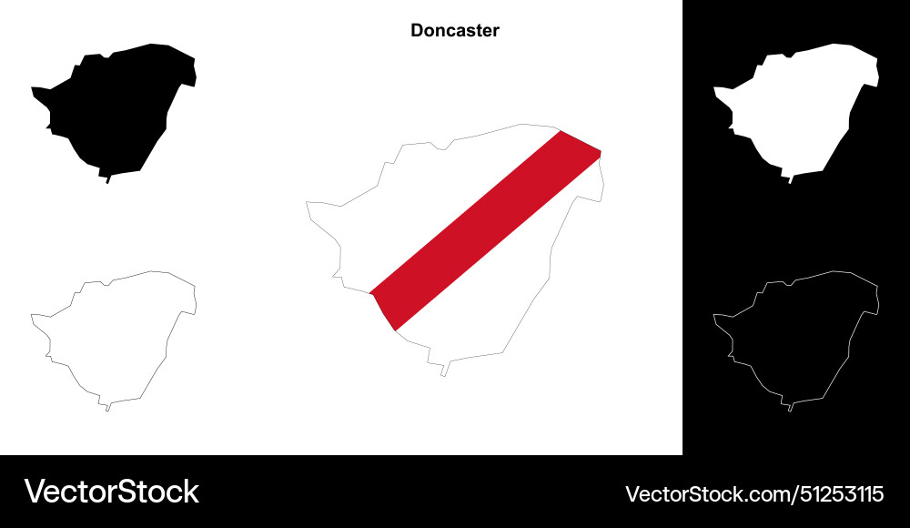 Doncaster outline map Royalty Free Vector Image