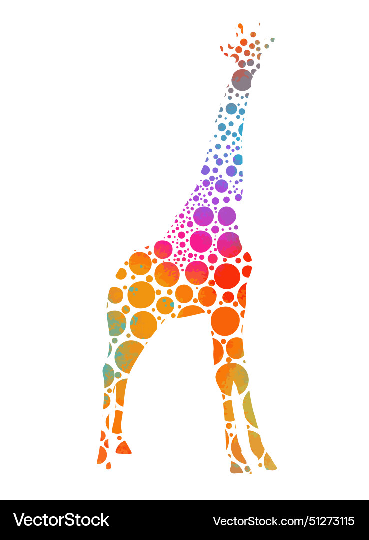 Giraffe graphic colored of circles hand drawing Vector Image