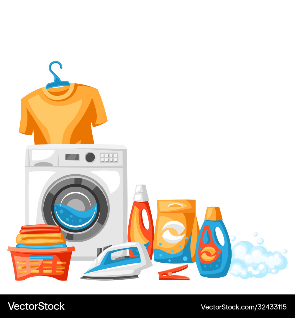 Laundry service background with professional items