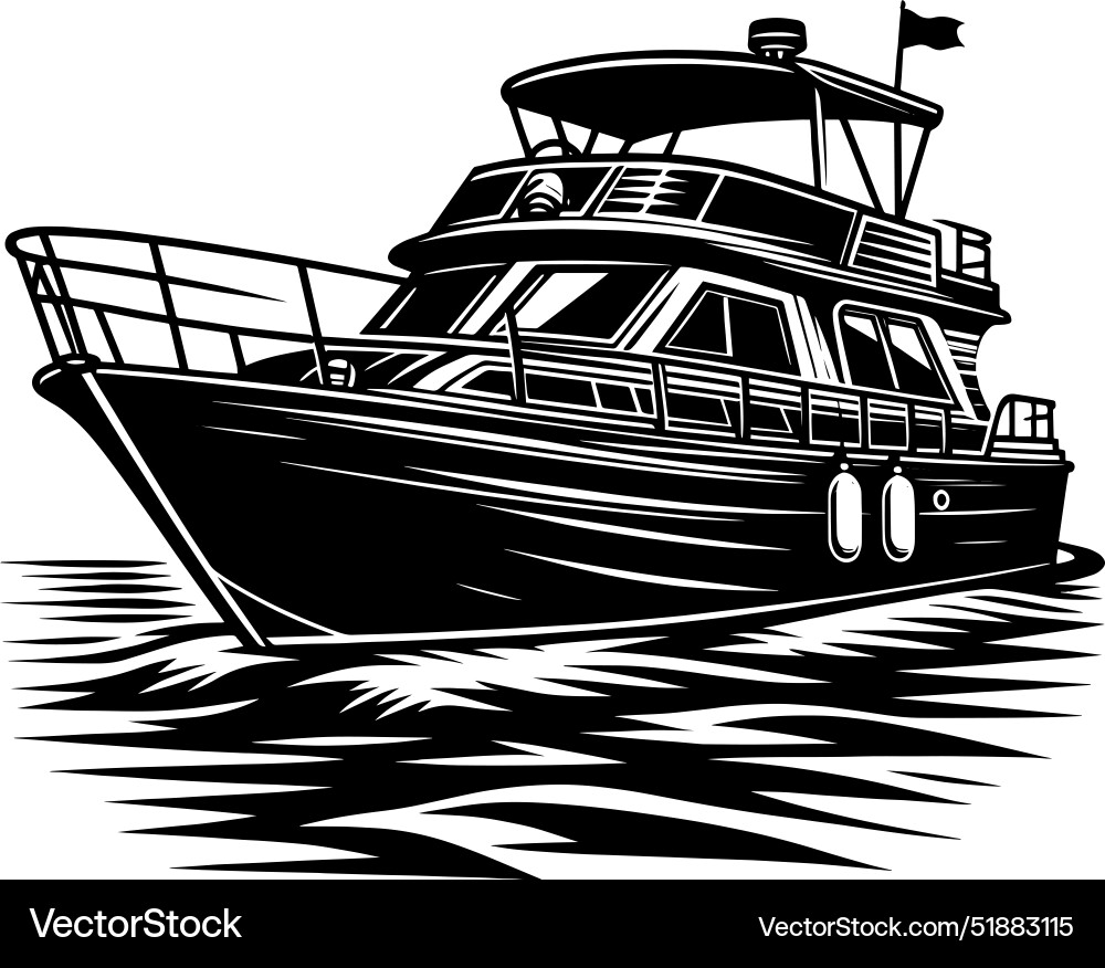 Modern luxury yacht ship silhouette isolated Vector Image