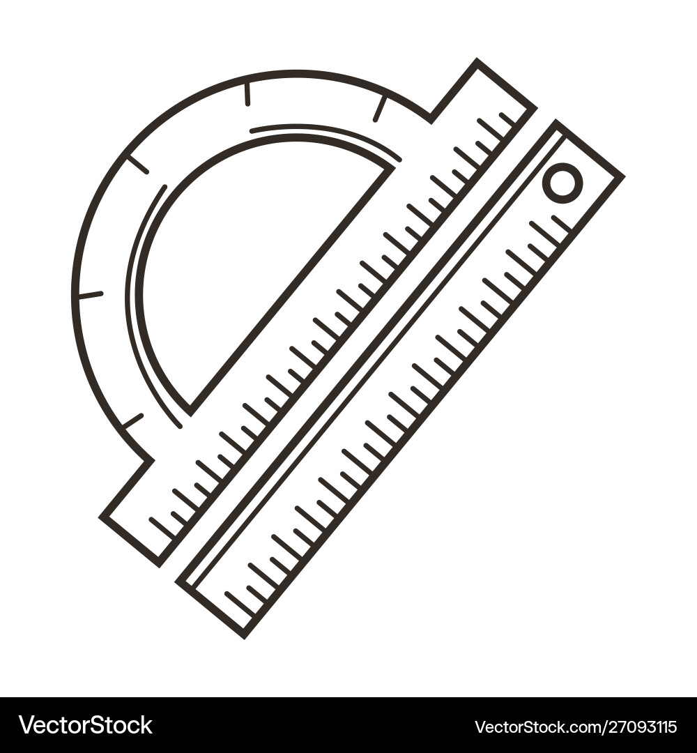 Ruler and protractor school stationery items Vector Image