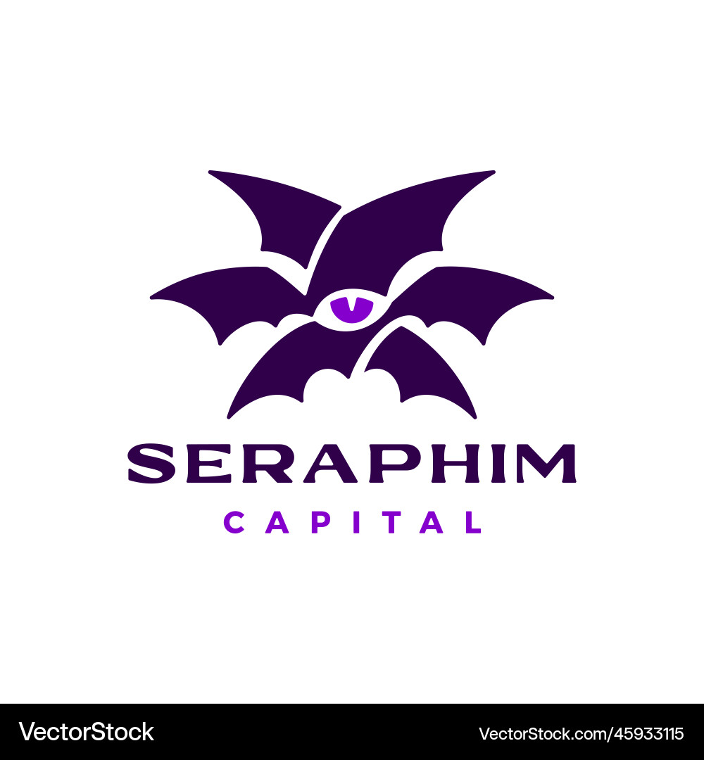 Seraphim bat six wings one eye logo icon Vector Image