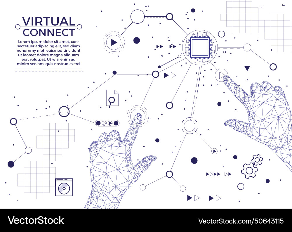 Virtual connect concept future robot hands Vector Image