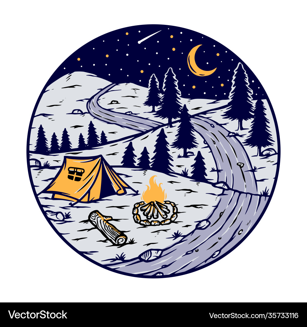 Camping at night Royalty Free Vector Image - VectorStock