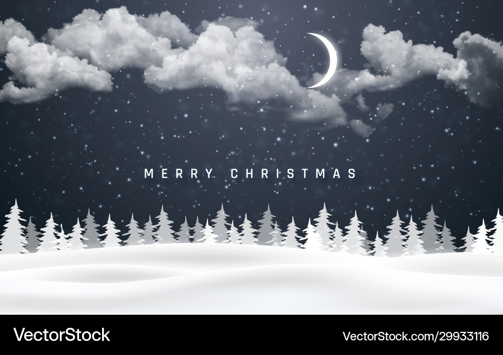 Christmas night background with clouds moon Vector Image