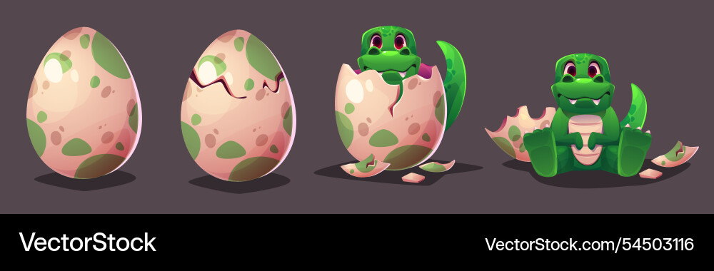 Dinosaur hatch egg cute dino crack shell isolated Vector Image