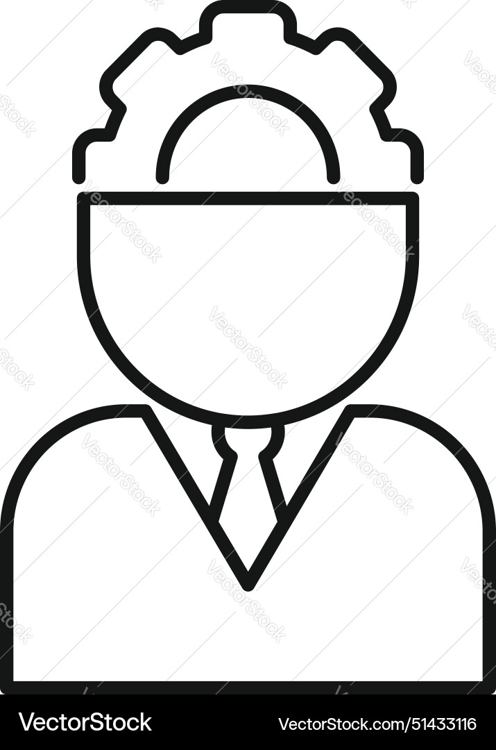 Engineer icon with gear and hard hat Royalty Free Vector