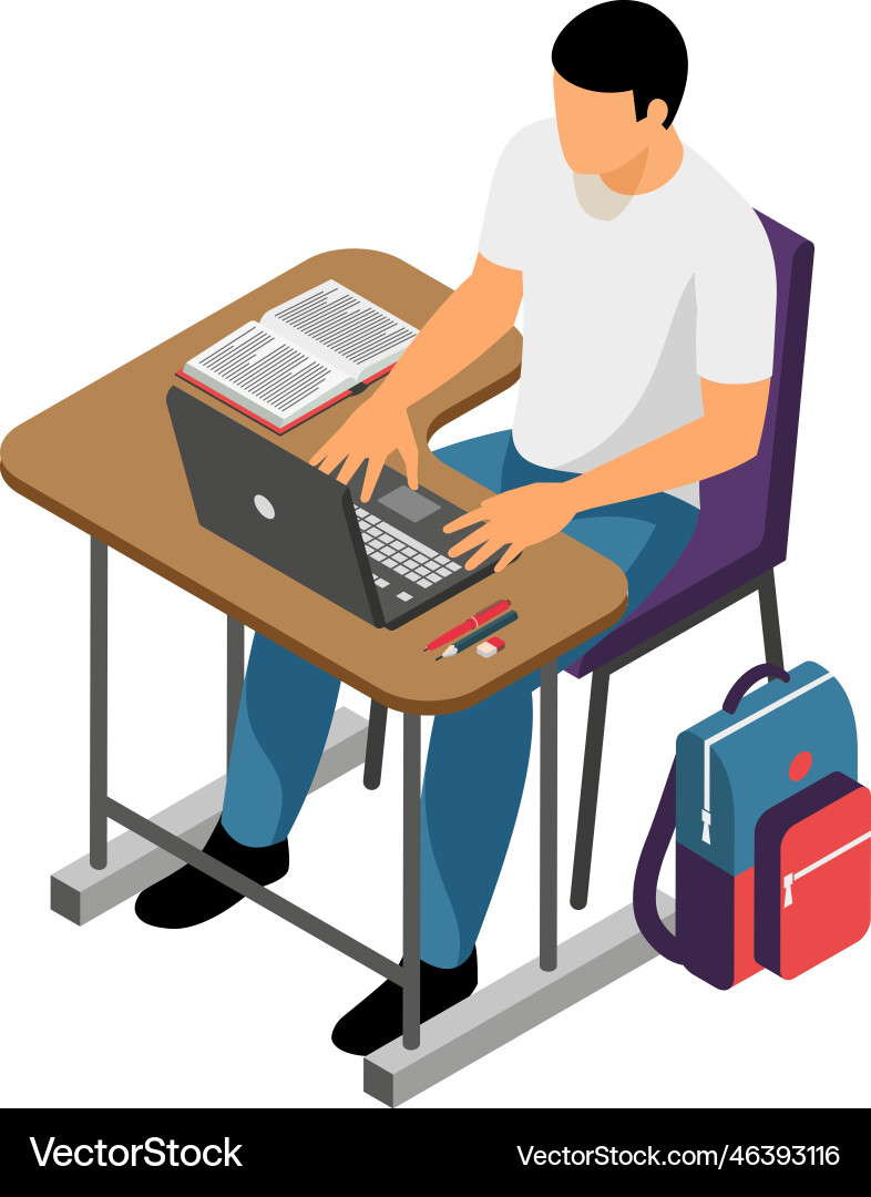 Isometric university student Royalty Free Vector Image