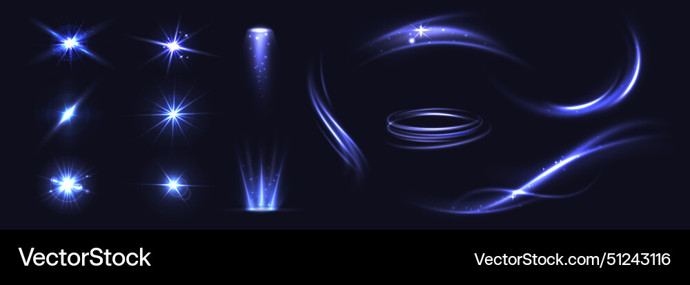 Light effects glowing stars and blur wave Vector Image
