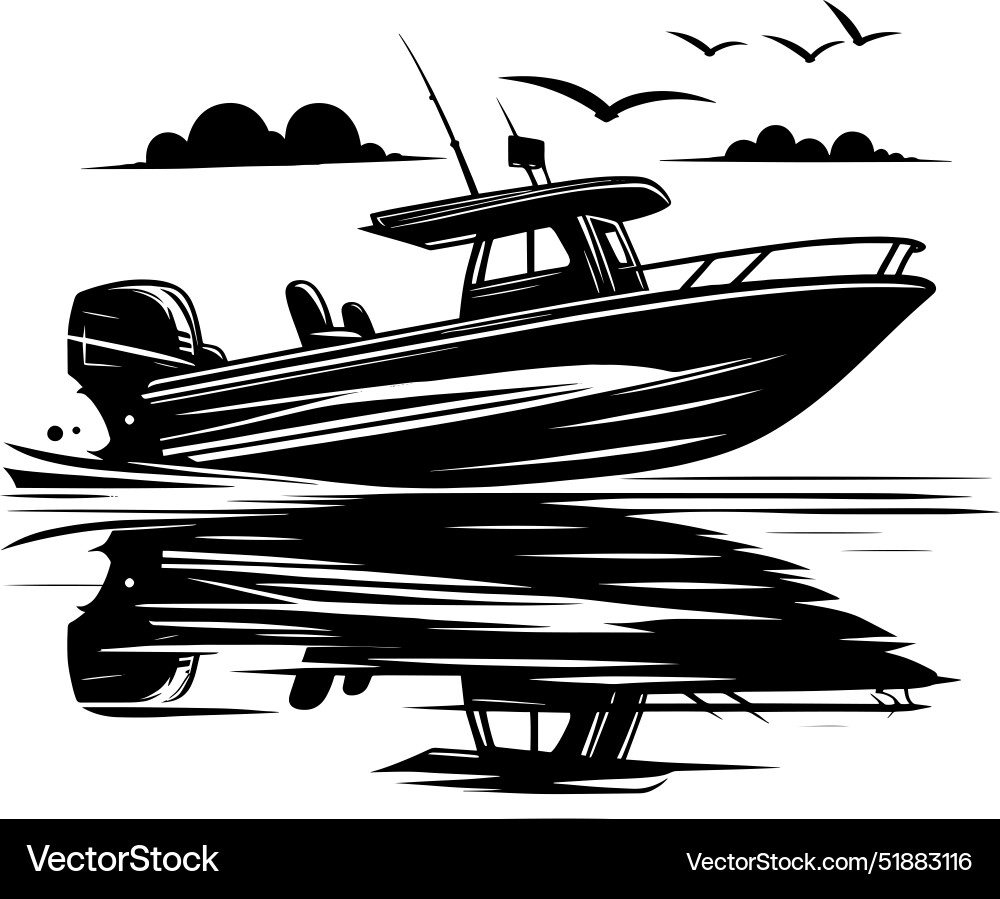 Modern luxury yacht ship silhouette isolated Vector Image