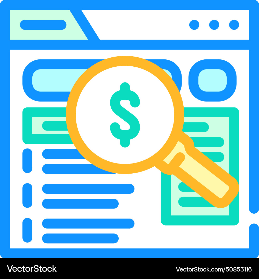 Paid search seo color icon Royalty Free Vector Image