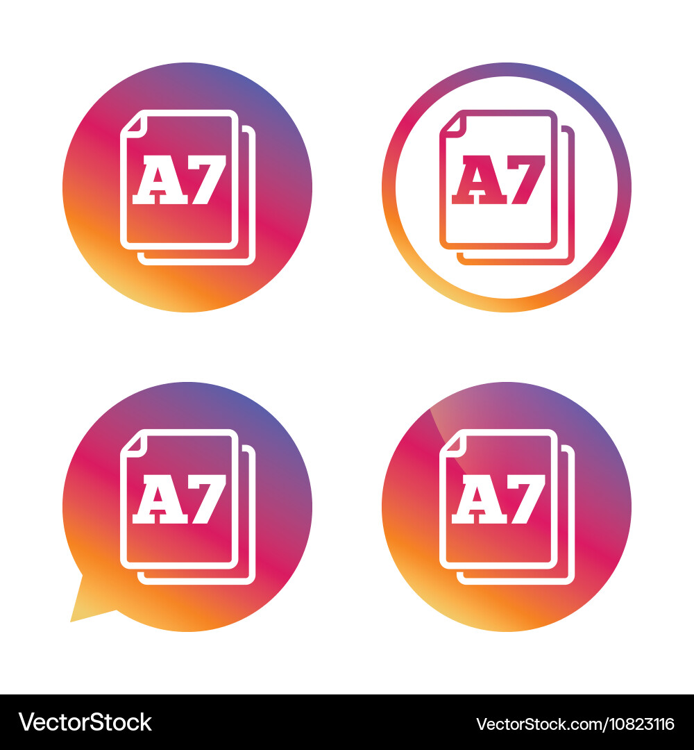 Paper size a7 standard icon document symbol Vector Image