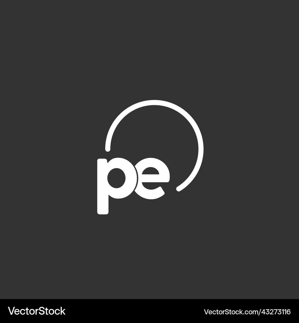 Pe initial logo with rounded circle Royalty Free Vector