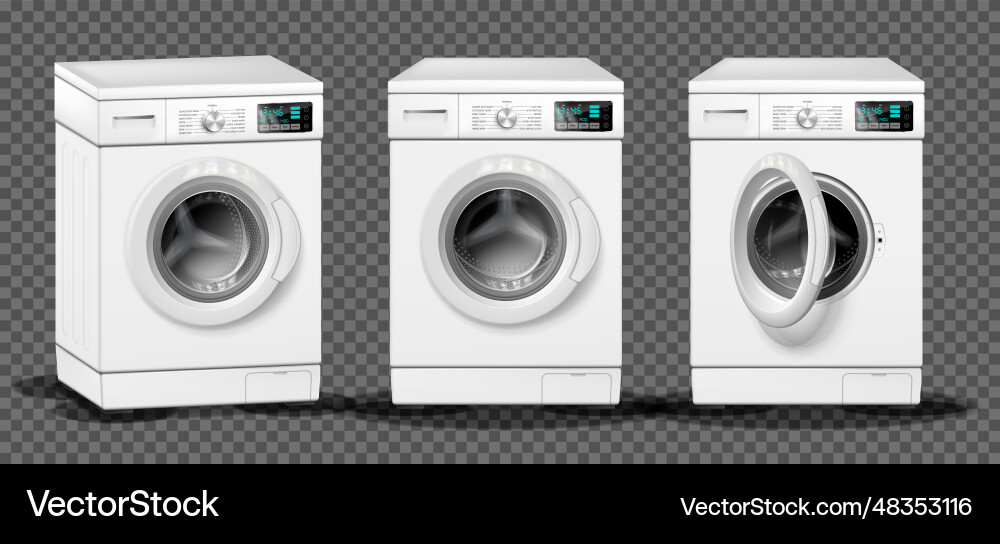 Realistic washing machines set Royalty Free Vector Image