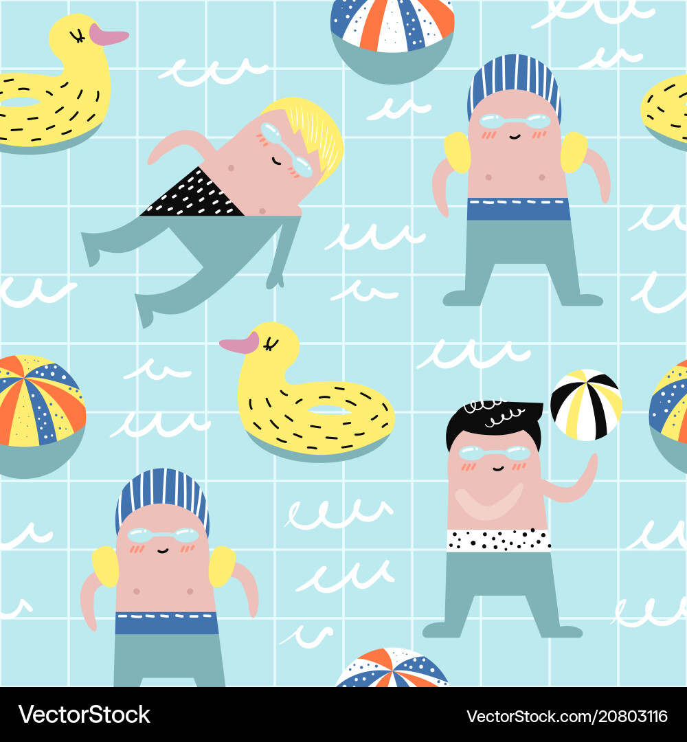 Summer Boys Seamless Pattern Royalty Free Vector Image