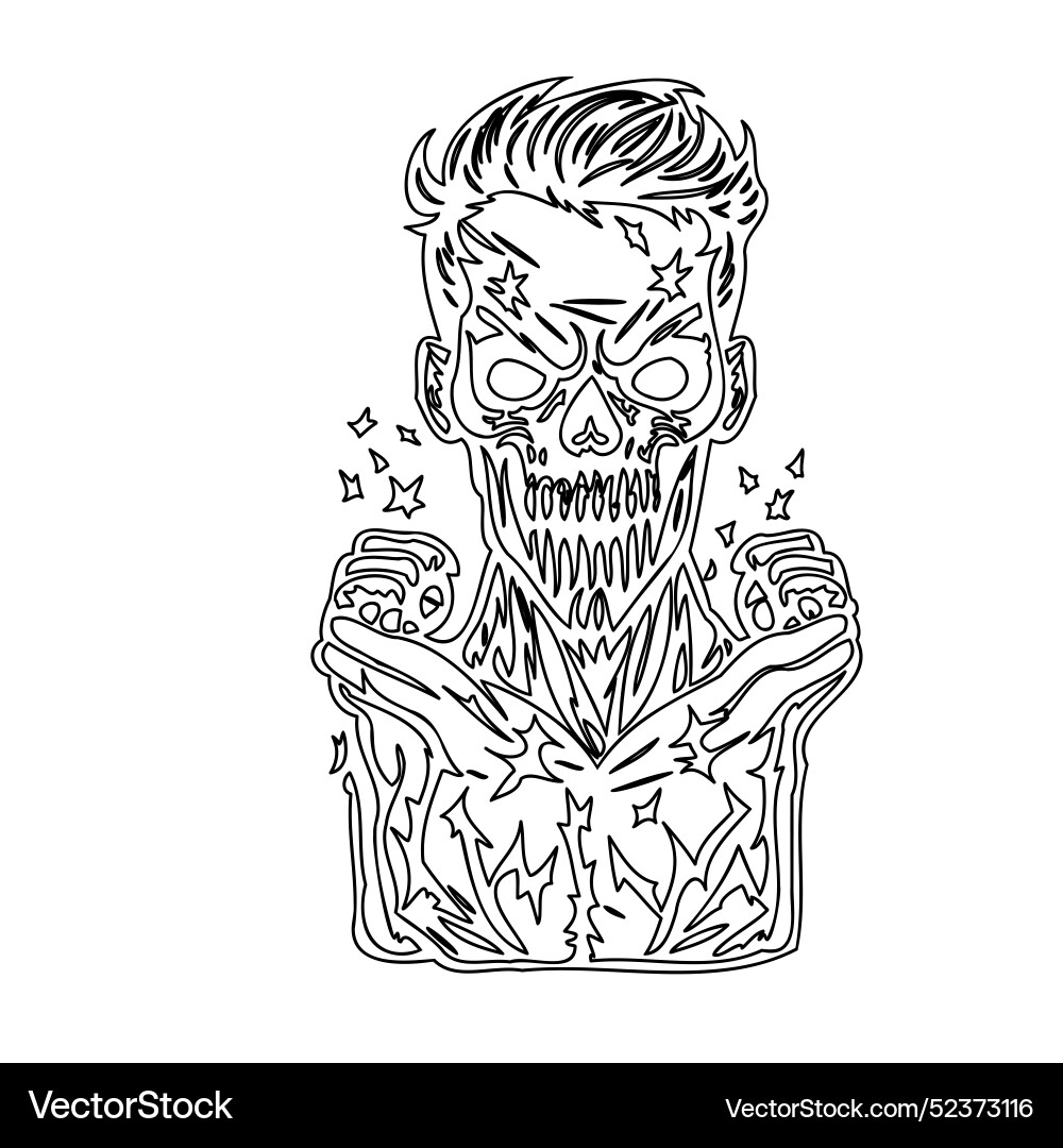 Zombie scary outline sketch Royalty Free Vector Image