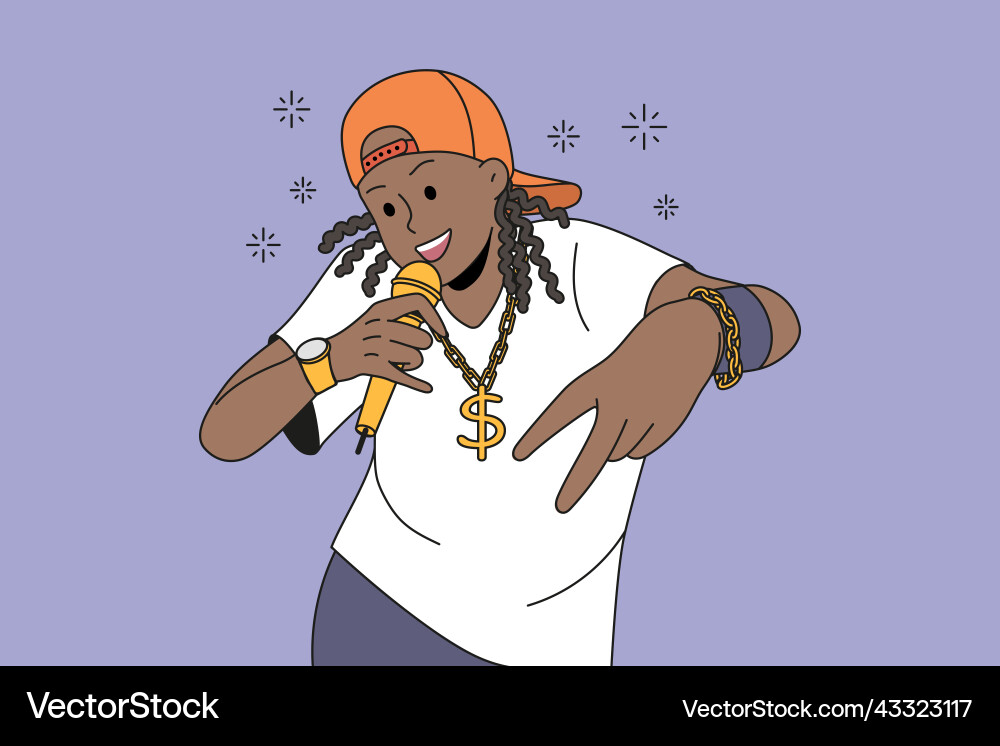 African american rapper singing Royalty Free Vector Image