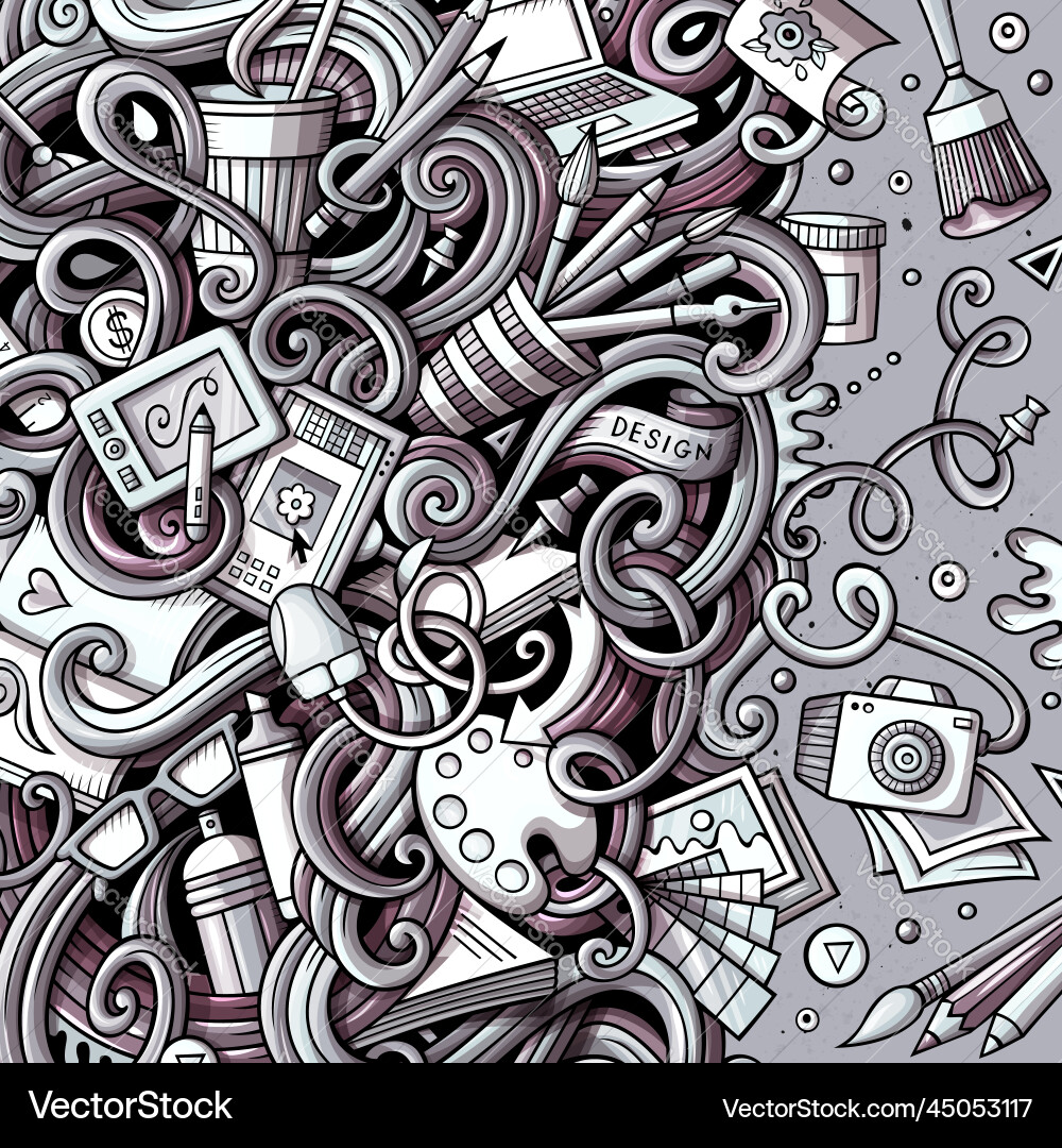 Cartoon doodles design card graphics Royalty Free Vector