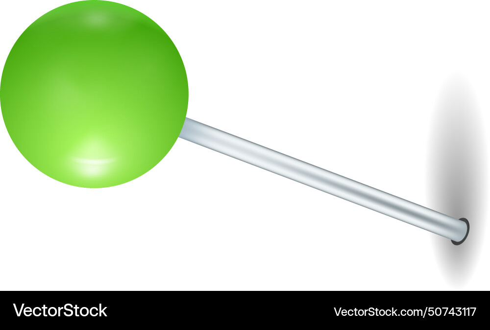Green plastic ball sewing pin realistic mockup Vector Image