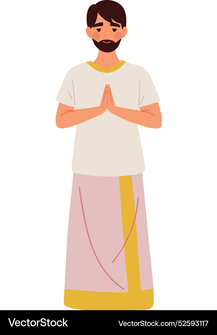 Hindu man making namaste greeting Royalty Free Vector Image