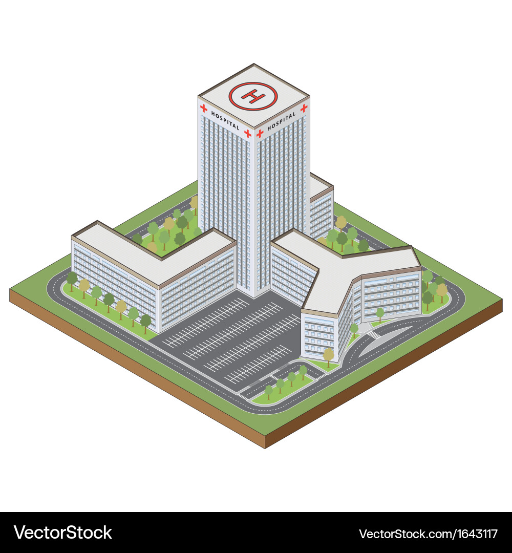 Isometric hospital building Royalty Free Vector Image