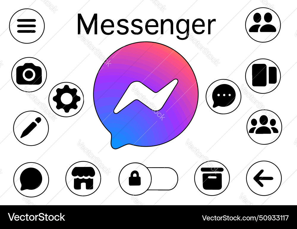 Messenger social networks color Royalty Free Vector Image