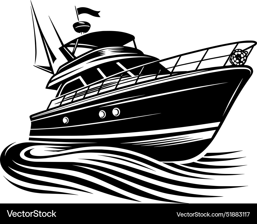 Modern luxury yacht ship silhouette isolated Vector Image