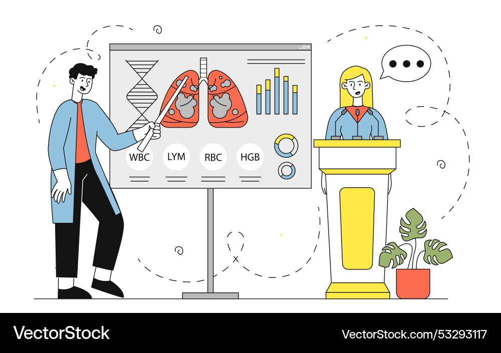 Public speaking at scientific conference man Vector Image