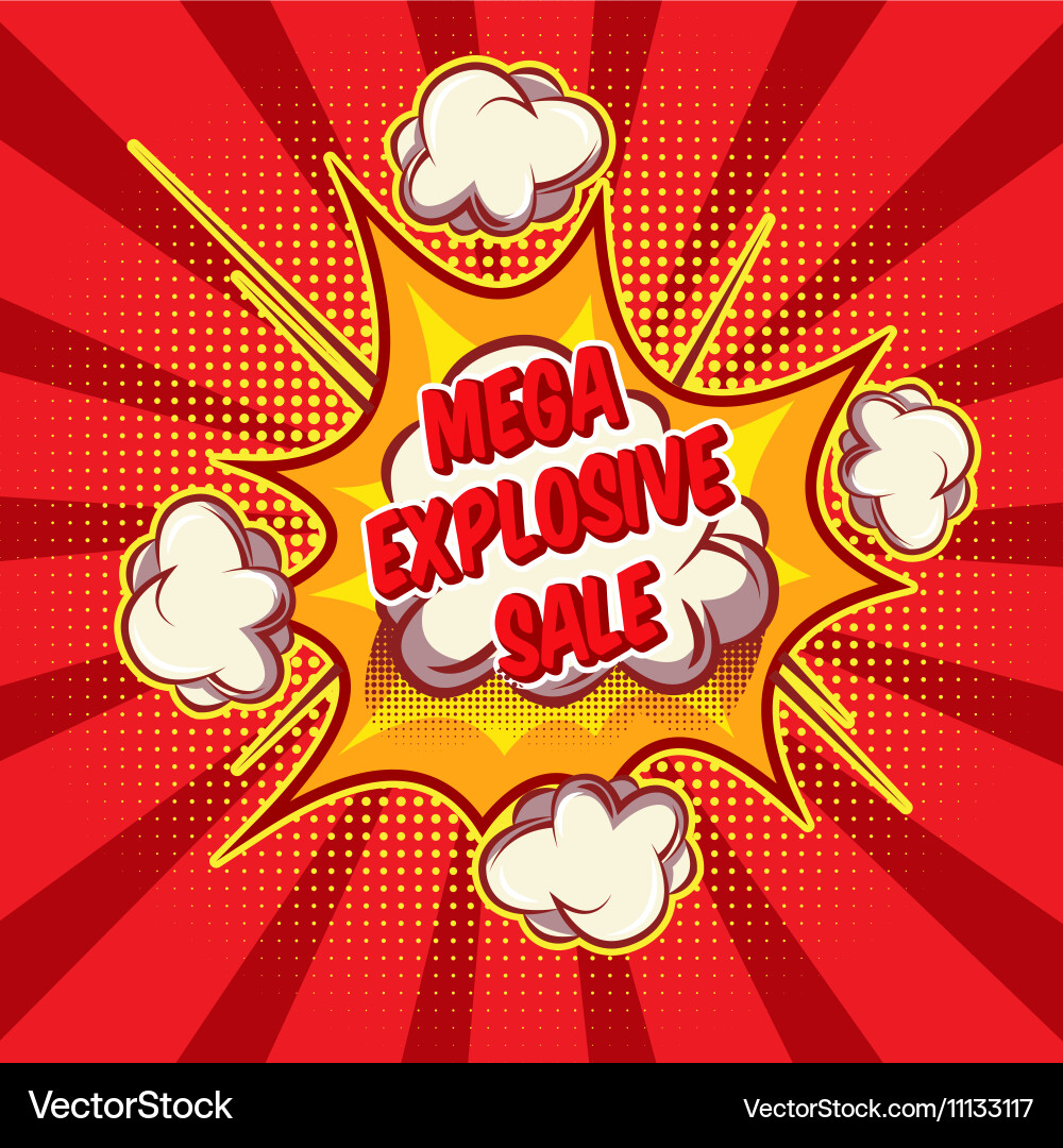Sale comic style poster Royalty Free Vector Image